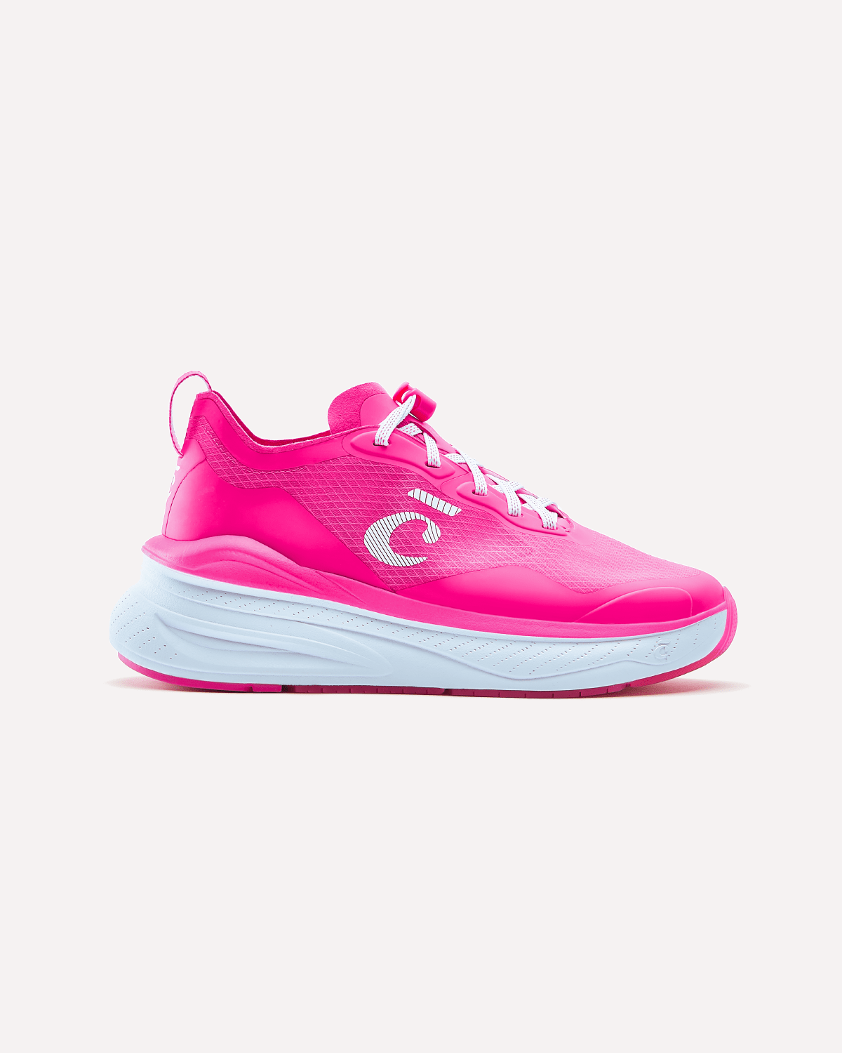 Women's White and Neon Pink Sneakers | Clove