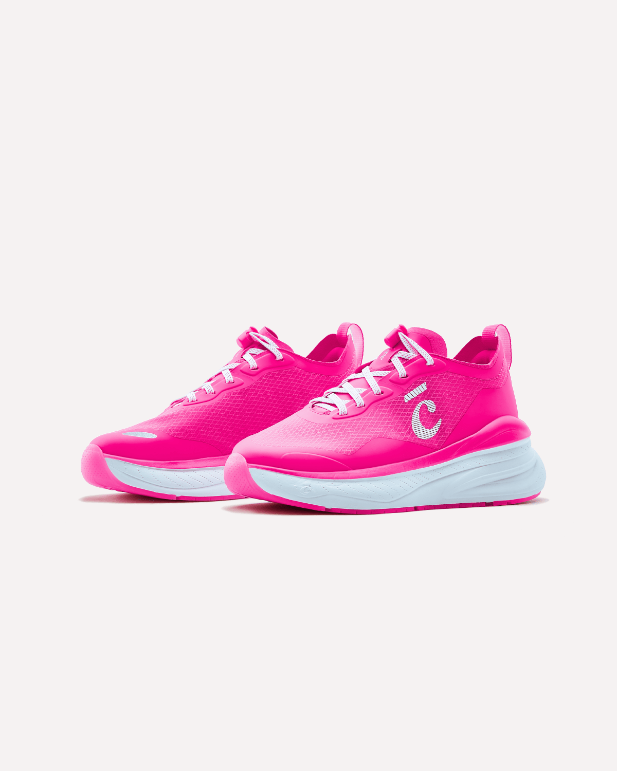 Women's White and Neon Pink Sneakers | Clove