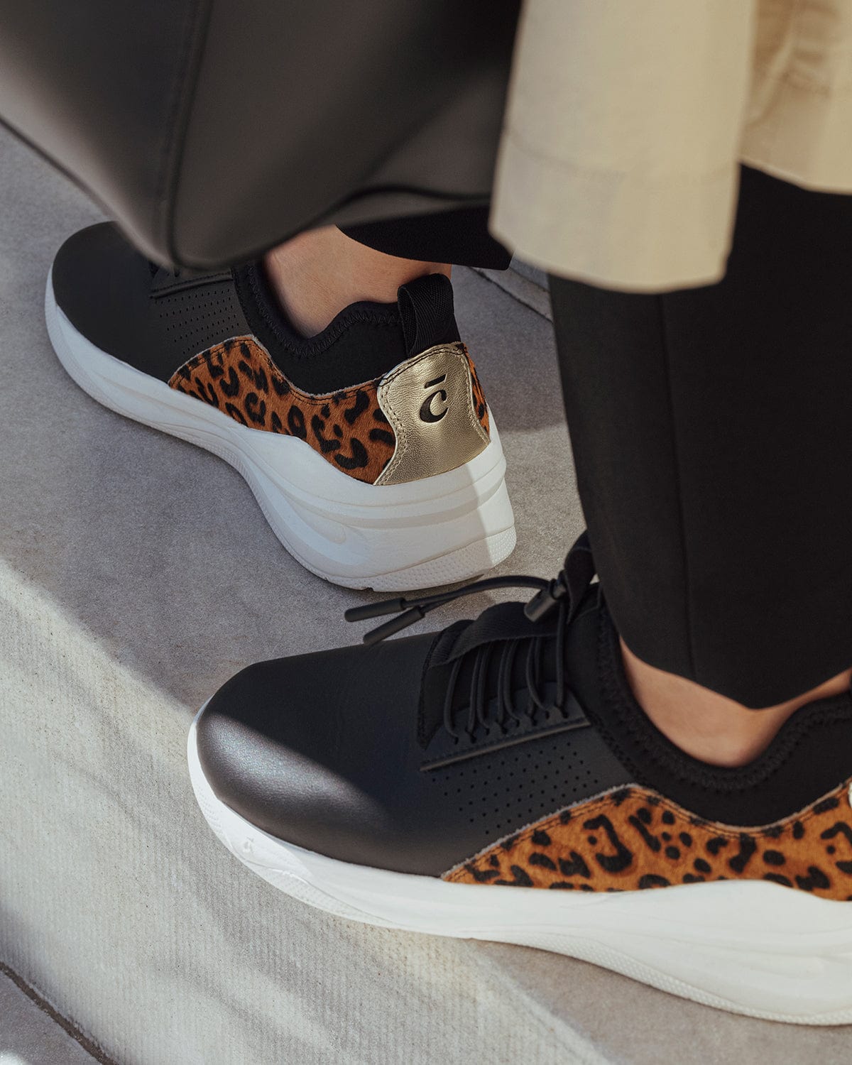 Women's Black Animal Print Sneakers for Healthcare | Clove