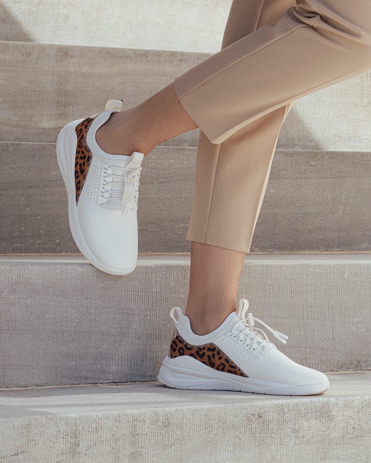 Women's White Animal Print Sneakers for Healthcare | Clove