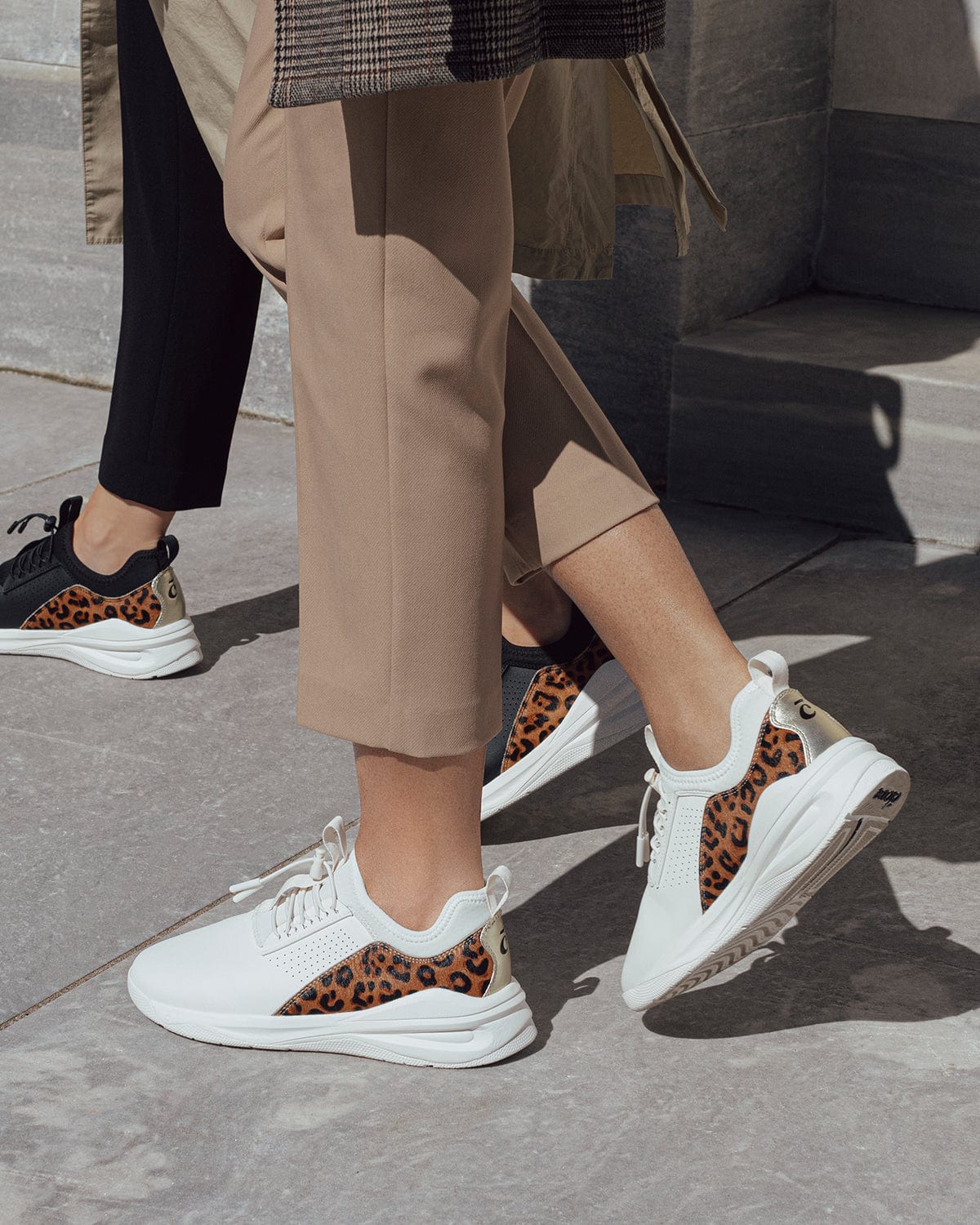 Women's White Animal Print Sneakers for Healthcare | Clove