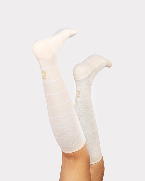 Cream Stripe Compression Socks for Nurses | Clove